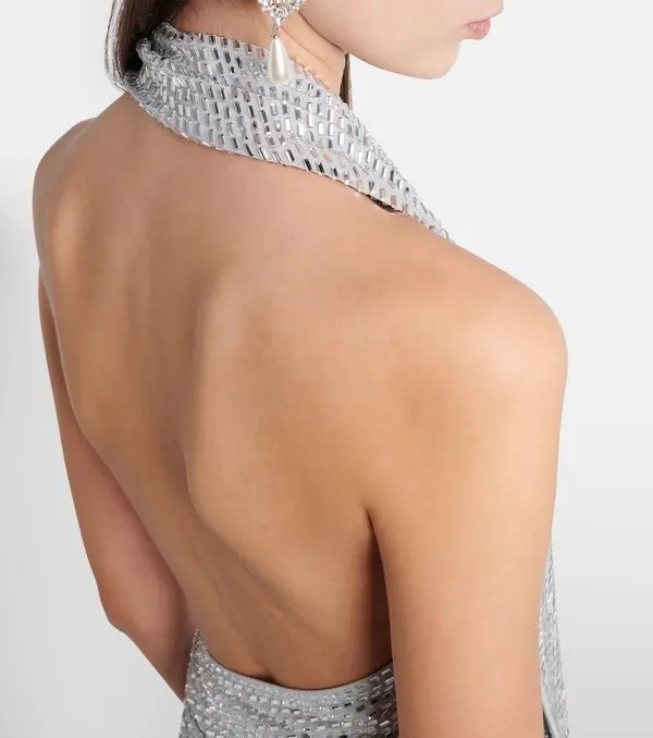 SELF-PORTRAIT Embellished Maxi Dress - Grey