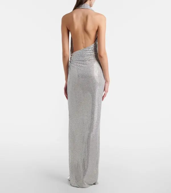 SELF-PORTRAIT Embellished Maxi Dress - Grey
