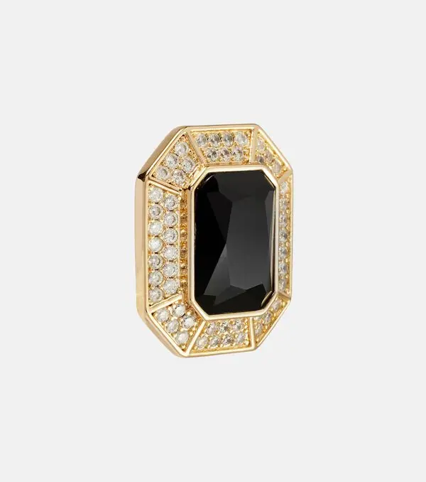 SELF-PORTRAIT Embellished Octagonal Earrings - Black