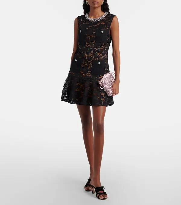 SELF-PORTRAIT Embellished Mini Dress