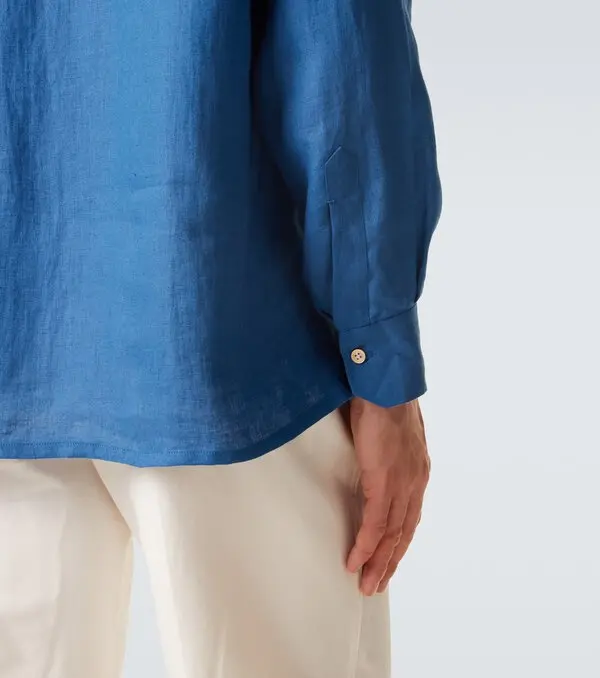 Kiton Bow-detail Linen Shirt - Blue