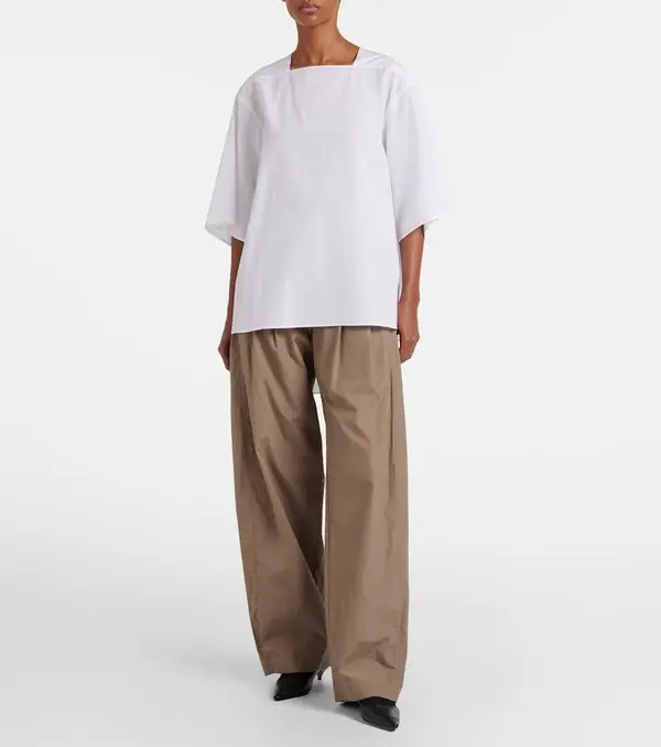 THE ROW Cotton Poplin Wide-leg Trousers