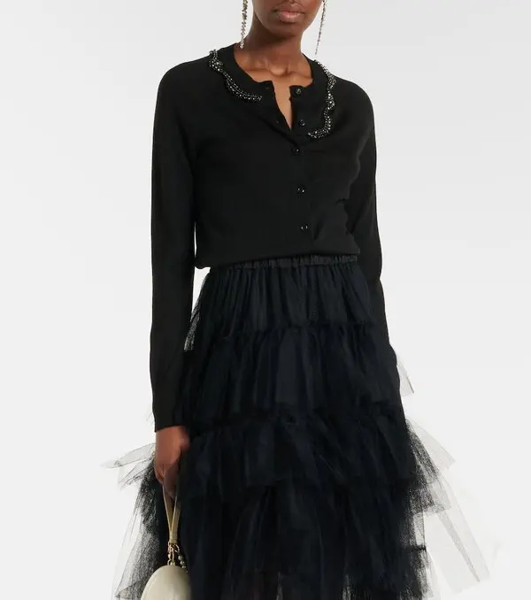 Simone Rocha Embellished Wool And Silk Cardigan