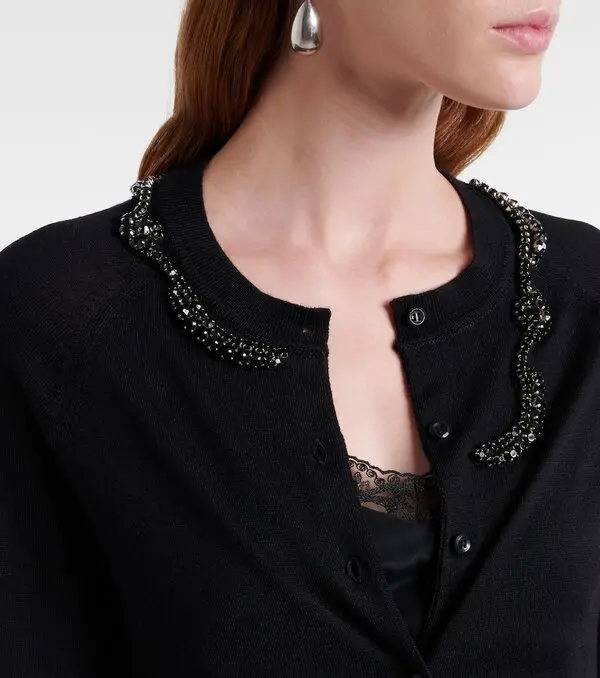 Simone Rocha Embellished Wool And Silk Cardigan