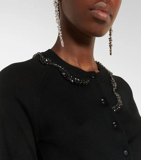 Simone Rocha Embellished Wool And Silk Cardigan