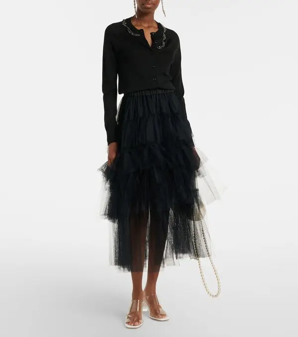 Simone Rocha Embellished Wool And Silk Cardigan