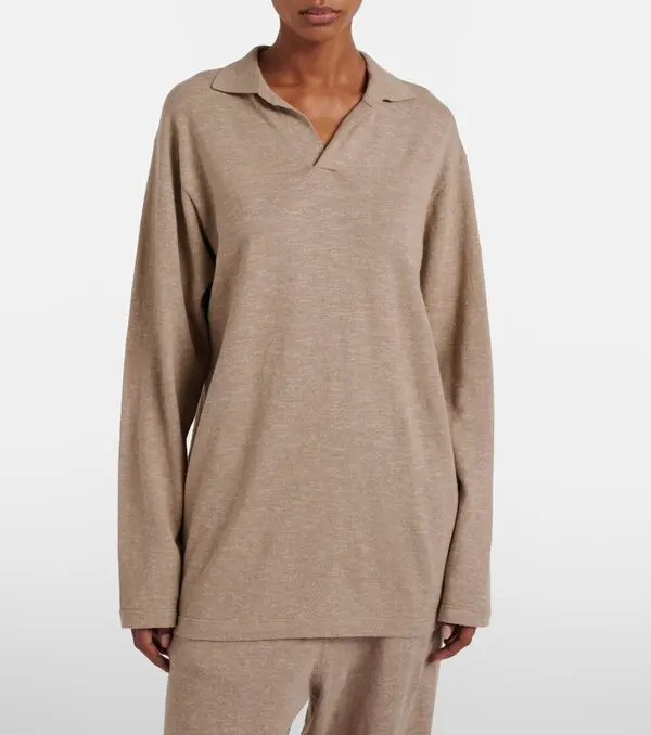 THE ROW Niosa Polo Sweater In Cotton And Linen - Beige