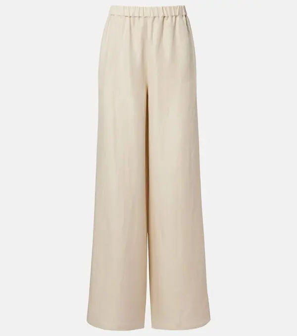 Max Mara Linen And Silk Wide-leg Trousers - Beige