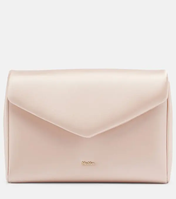 Max Mara Satin Clutch With Detachable Chain Strap - Pink