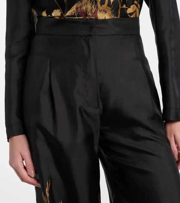 Max Mara Silk Printed High-rise Wide-leg Trousers