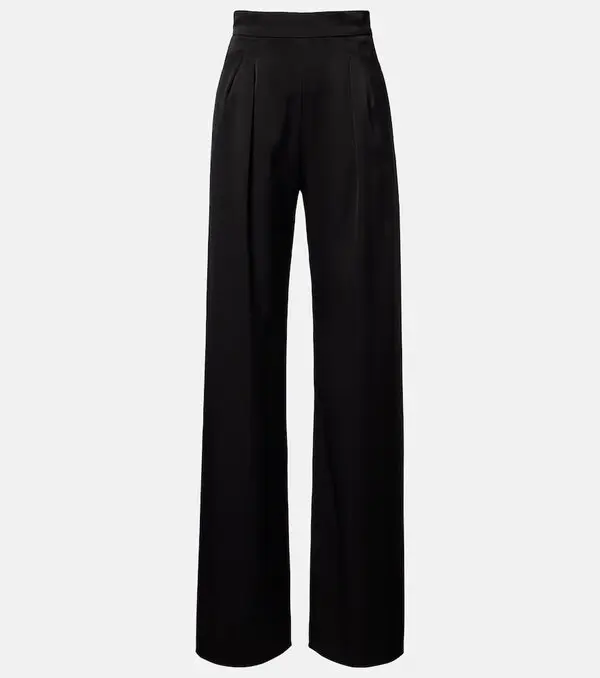 Max Mara Divo Satin Wide-leg Trousers - Black