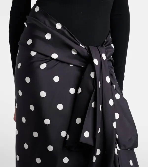Sportmax Polka-dot Silk Satin Wrap Skirt