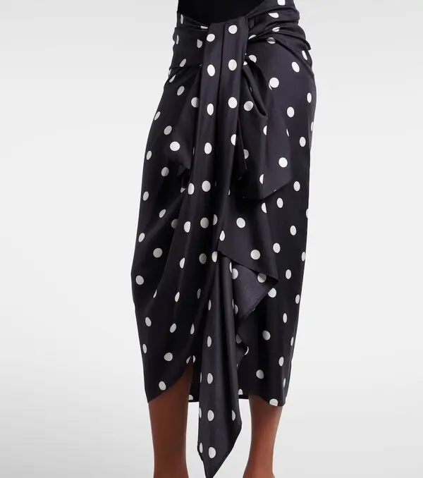 Sportmax Polka-dot Silk Satin Wrap Skirt