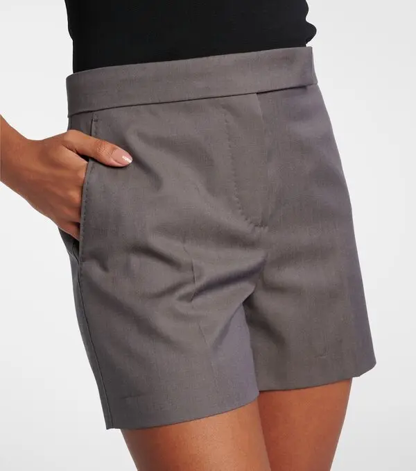 Max Mara Virgin Wool Tailored Shorts - Grey