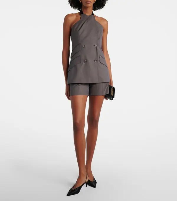 Max Mara Virgin Wool Tailored Shorts - Grey