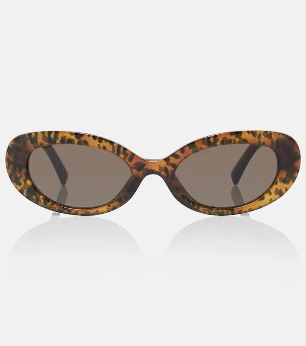 Dolce & Gabbana Oval Sunglasses With Gold Tone Embellishment - Brown