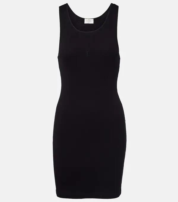 Saint Laurent Cassandre Cotton Jersey Mini Dress