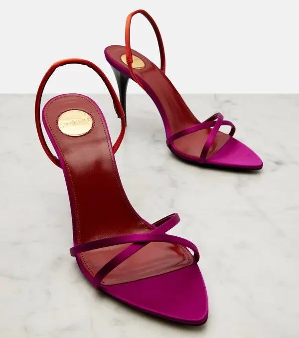 Saint Laurent Crepe Satin Slingback Sandals