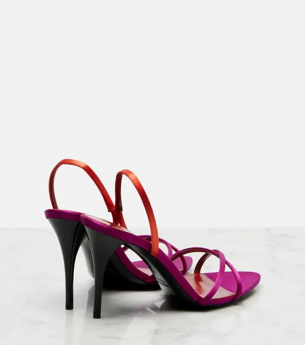 Saint Laurent Crepe Satin Slingback Sandals