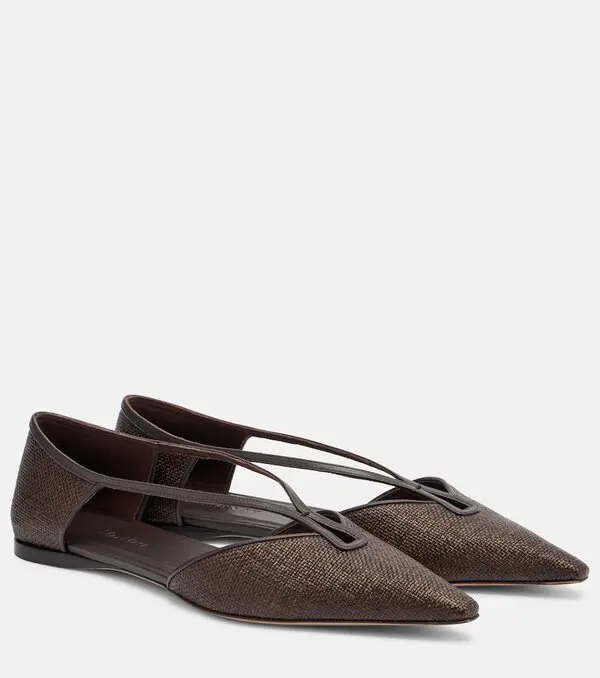 Max Mara Volpino Woven Leather Ballet Flats