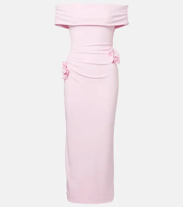 Roland Mouret Floral-applique Jersey Midi Dress
