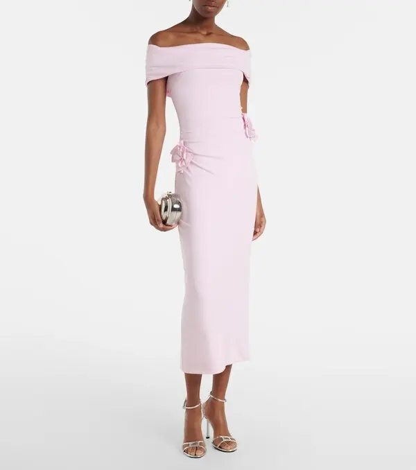 Roland Mouret Floral-applique Jersey Midi Dress