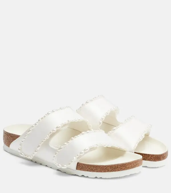 BIRKENSTOCK Embellished Satin Arizona Sandals - White