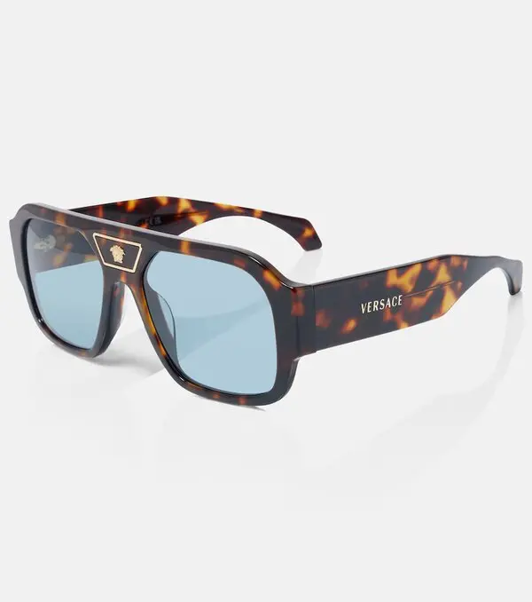 Versace Rectangular Sunglasses With Light Blue Lenses