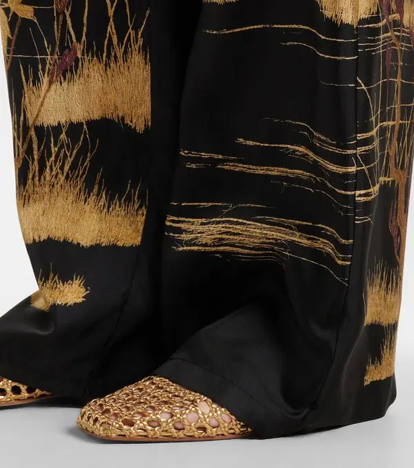 SOULIERS MARTINEZ Woven Leather Mary Jane Flats - Gold