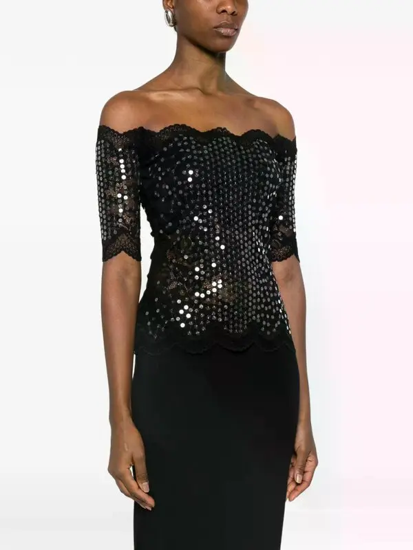 Rabanne Sequin Lace Off-shoulder Top