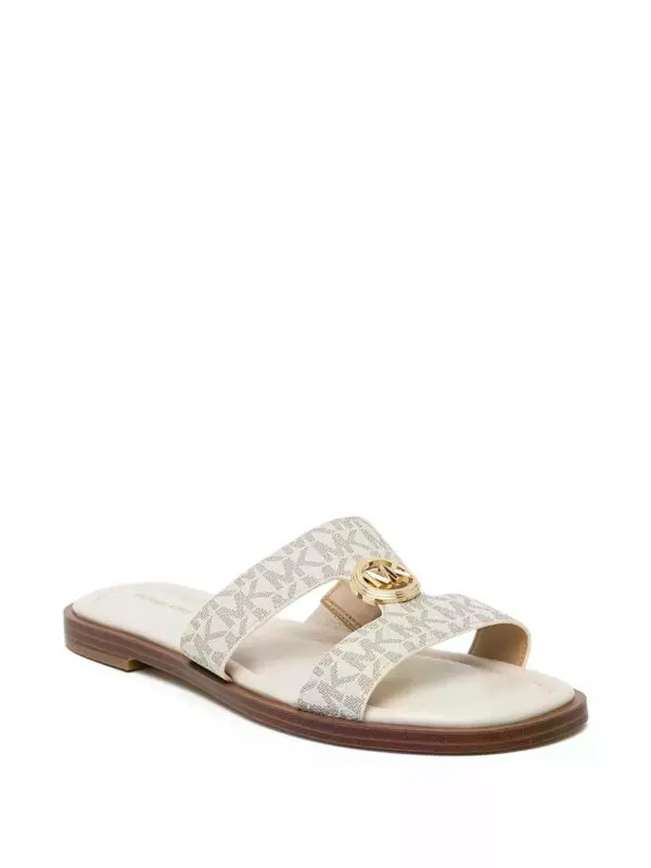 Michael Kors All-over Logo Buckle Slide Sandals - Neutrals