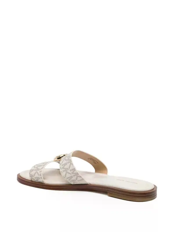 Michael Kors All-over Logo Buckle Slide Sandals - Neutrals