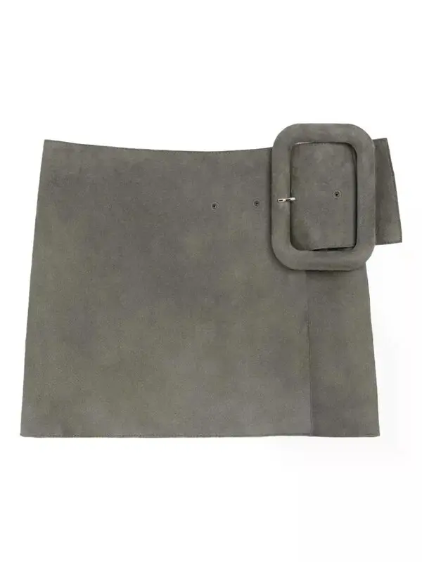 AMI Paris Goat Suede Leather Mini Skirt With Large Buckle Detail