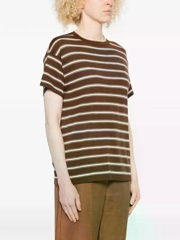 Brunello Cucinelli Striped Virgin Wool And Cashmere T-shirt