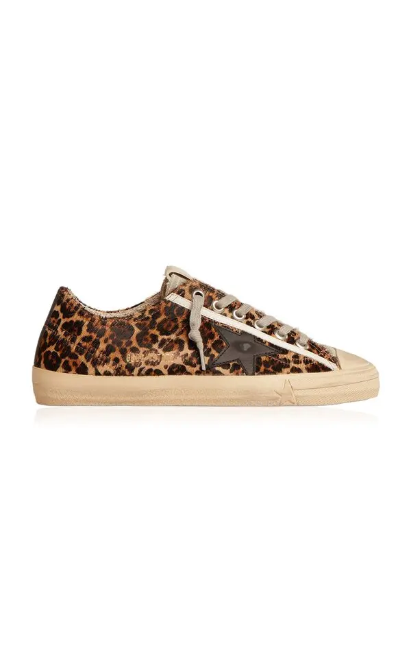 GOLDEN GOOSE V-star 2 Leopard Print Leather Sneakers - Multi