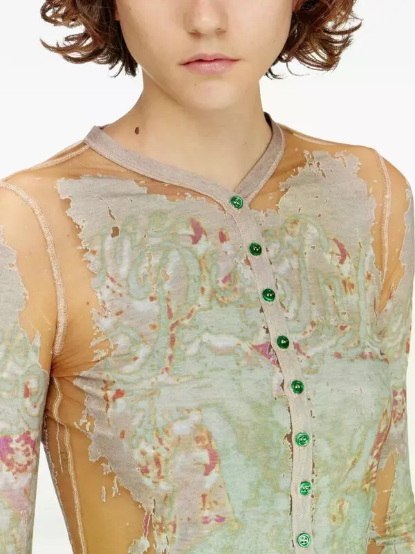 DIESEL® Printed Devoré Jersey Cardigan Top