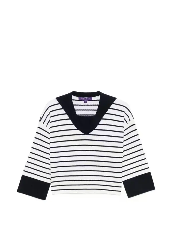 Ralph Lauren Striped V-neck Long Sleeve Sweater