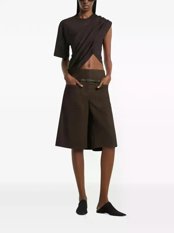 COURREGES Asymmetric Draped T-shirt - Brown