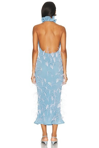ROWEN ROSE Feather Embellished Midi Dress