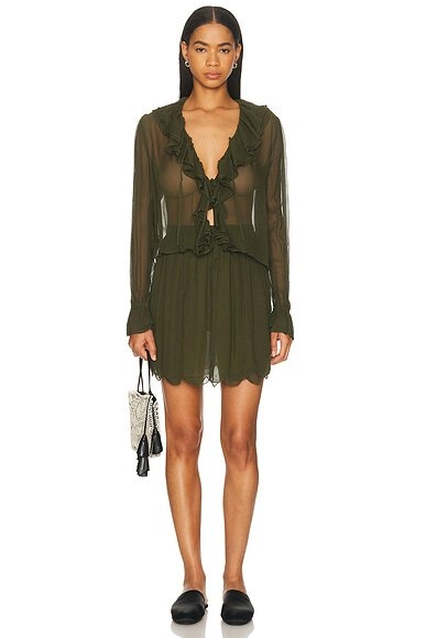 BODE Flounce Blouse - Olive