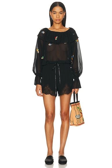 BODE Flower Toss Silk Blouse