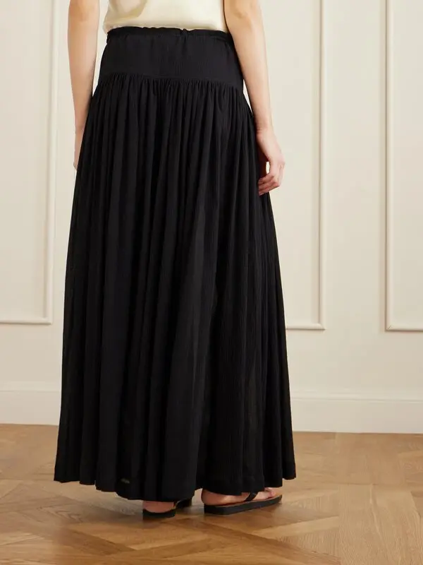 THE ROW Berenice Pleated Cotton Wide-leg Pants - Black