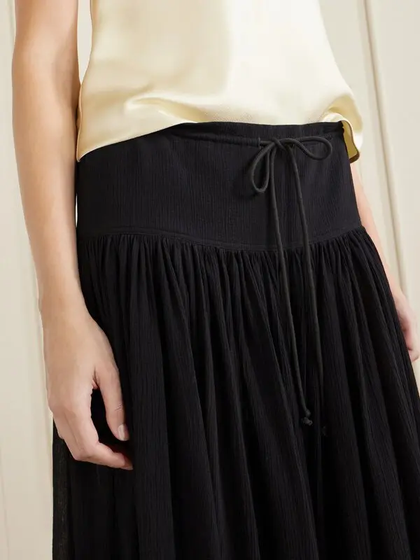 THE ROW Berenice Pleated Cotton Wide-leg Pants - Black