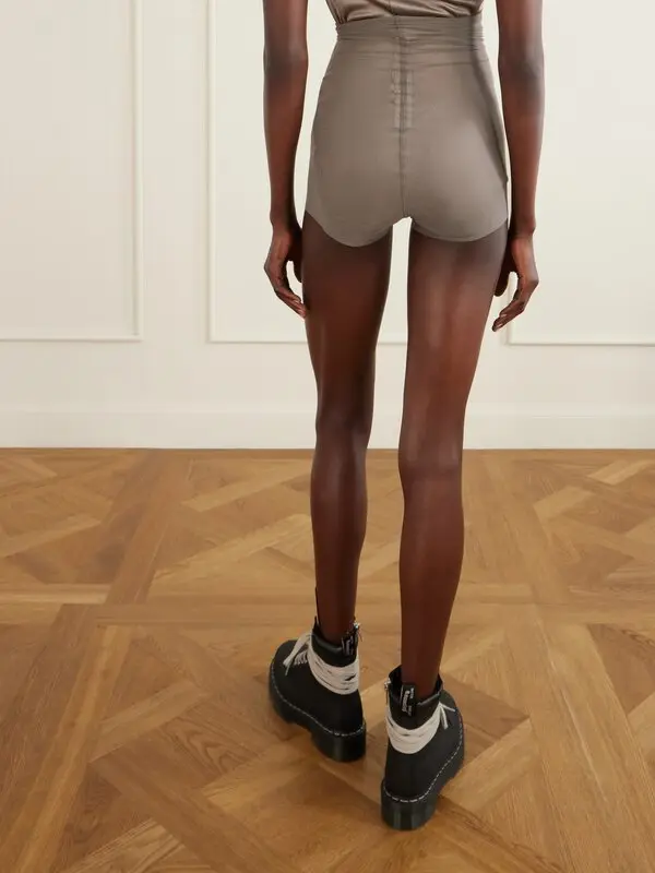 Rick Owens Stretch-mesh Fitted Shorts - Gray