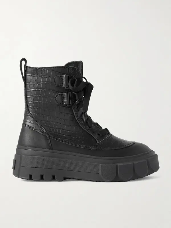 Sorel Caribou Croc-effect And Smooth Leather Ankle Boots