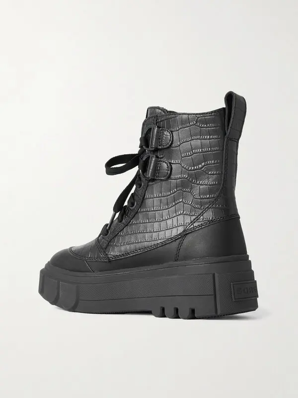 Sorel Caribou Croc-effect And Smooth Leather Ankle Boots