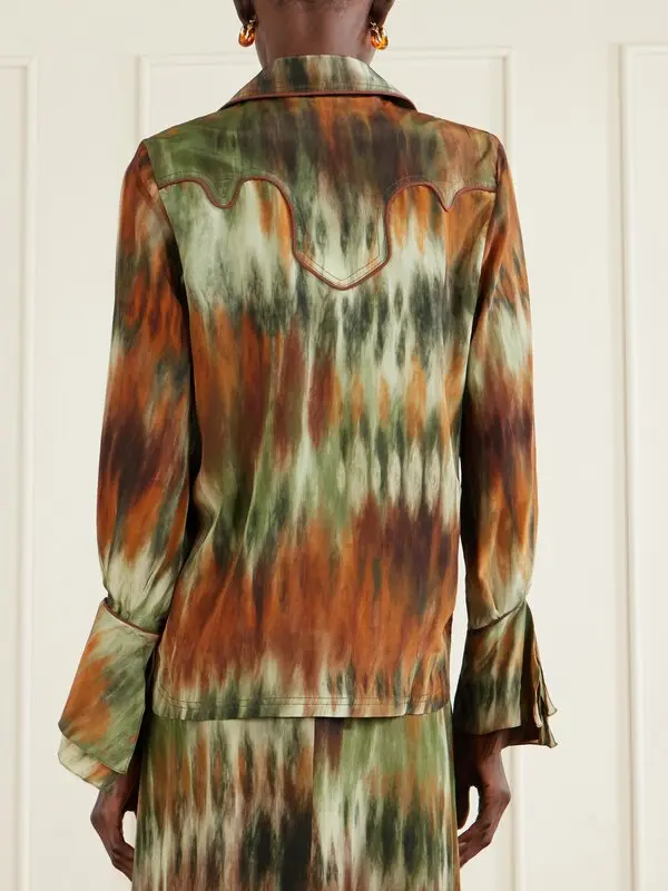 Johanna Ortiz Cabalgando Scarf-detailed Silk Crepe De Chine Shirt - Multi