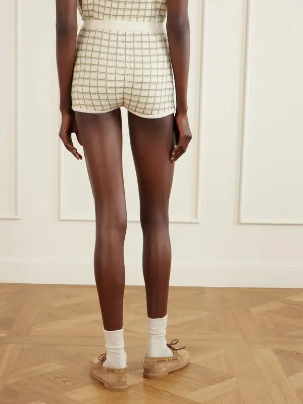 THE ELDER STATESMAN Checked Cashmere Shorts