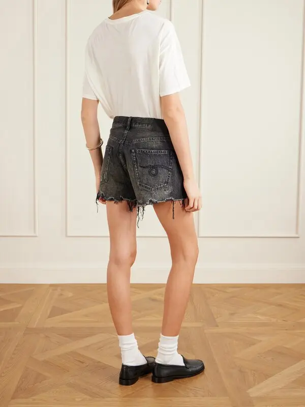 R13 Distressed Denim Shorts