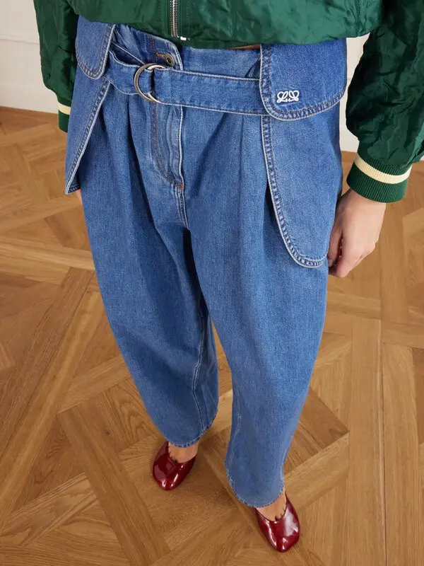 Loewe Belted Pleated Wide-leg Jeans